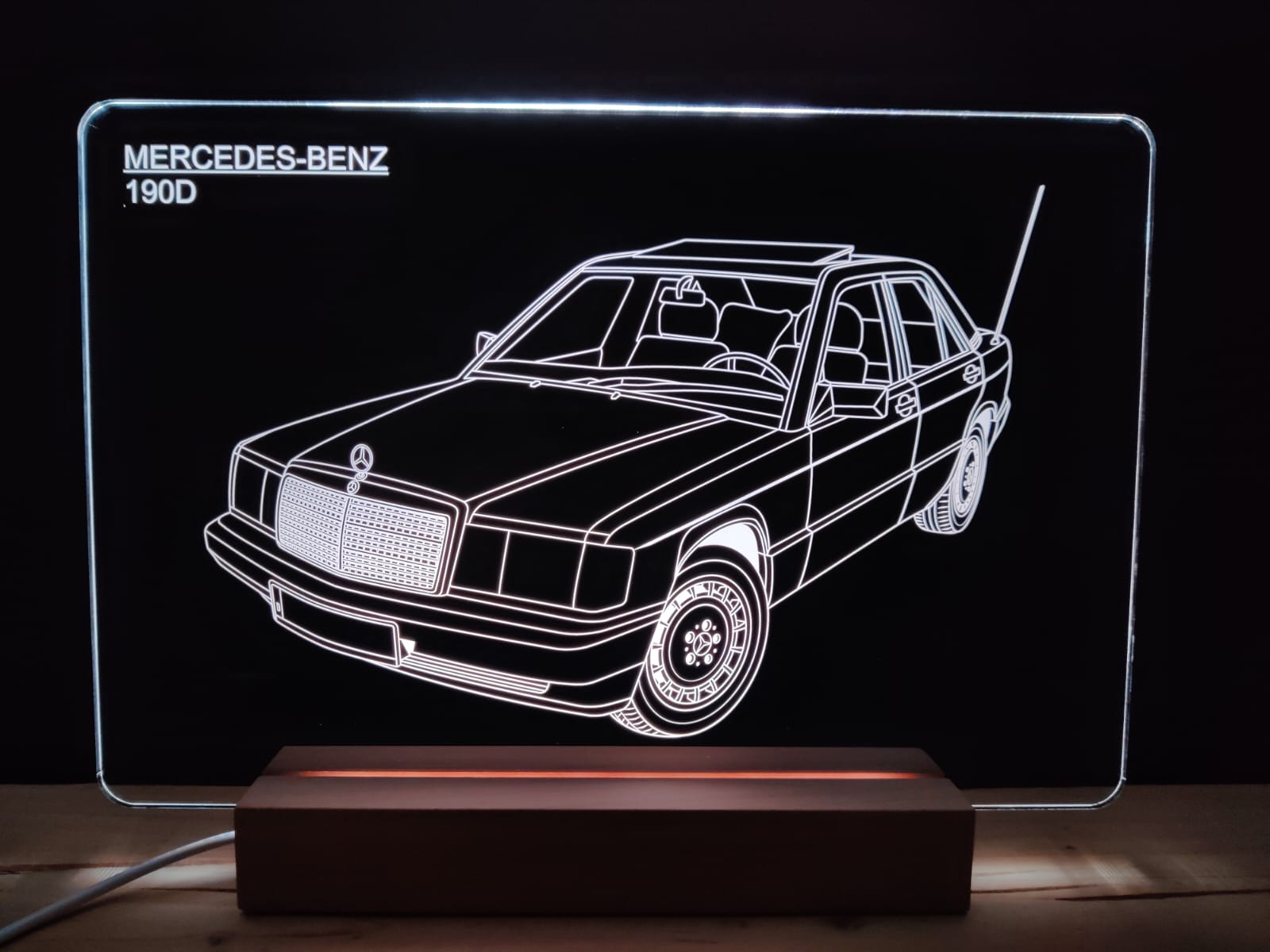 schilderscheune.de - Mercedes Benz 190 D W124 Oldtimer Auto LED Schild
